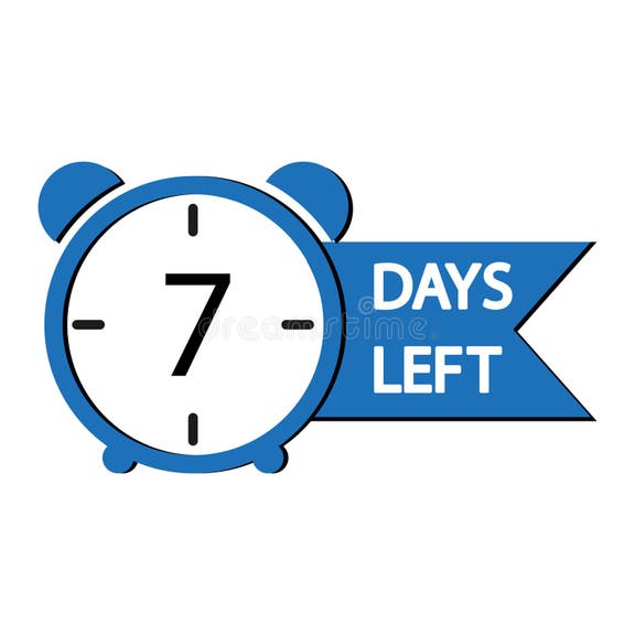 Countdown Timer Icon. Blue Alarm Clock. Seven Days Left. Vector ...