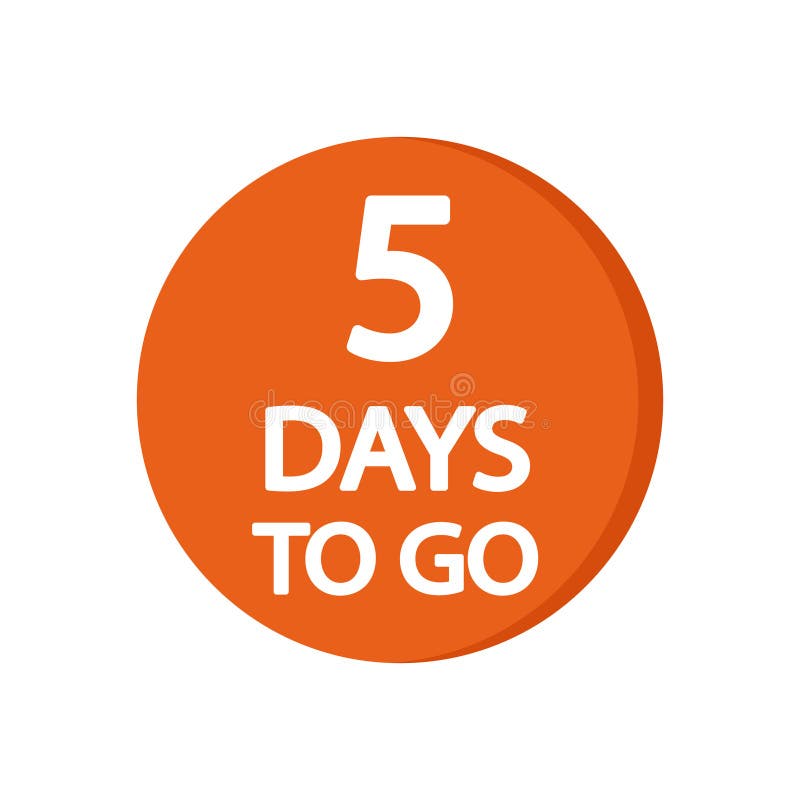 Countdown Timer Icon. Bold Number Five. Days To Go Text. Bright Orange ...