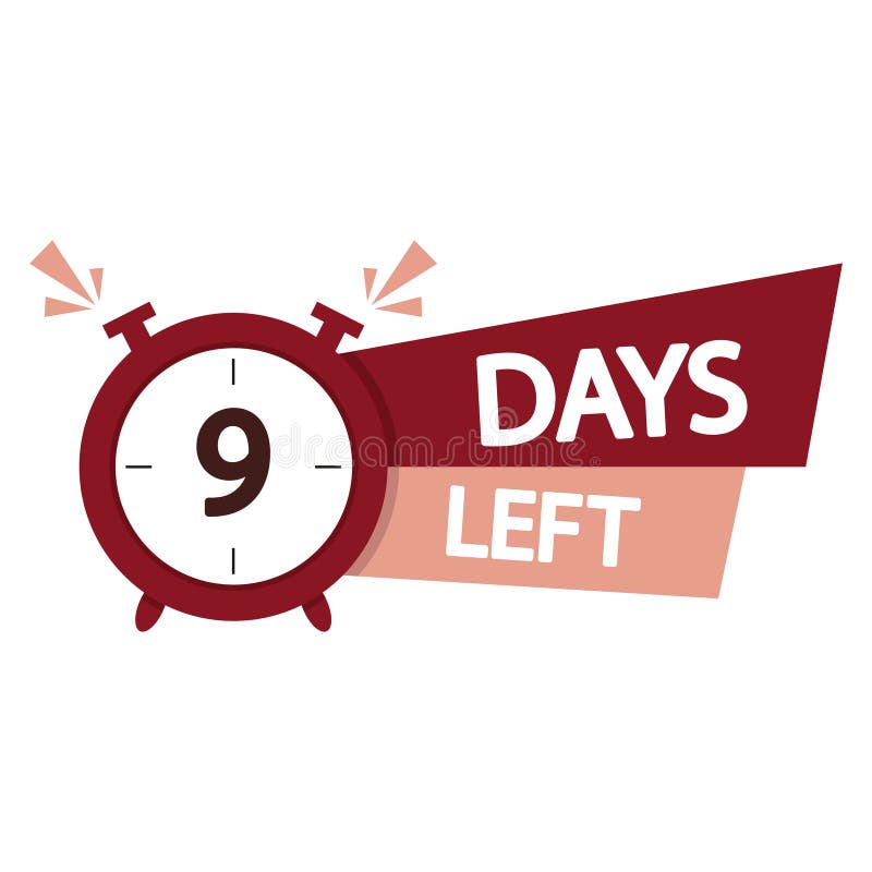 Countdown Timer Icon. Bold Number Nine. Nine Days Left. Red Timer ...