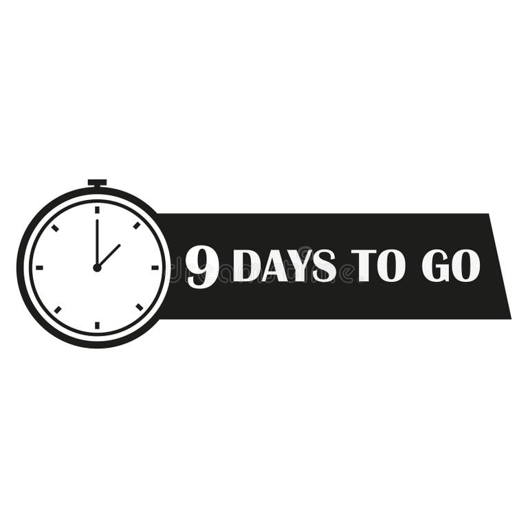 Countdown Timer Icon. 9 Days To Go. Nine Days Remaining. Vector ...