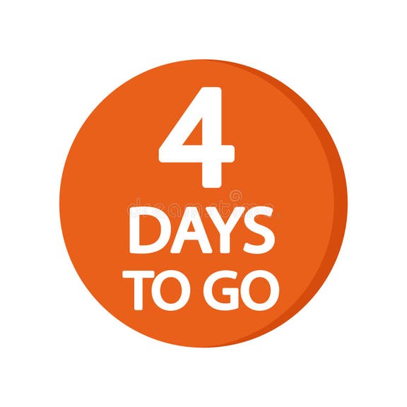 Countdown Timer Icon. Number Four Focus. Bold 4 Days Text. Orange Round ...