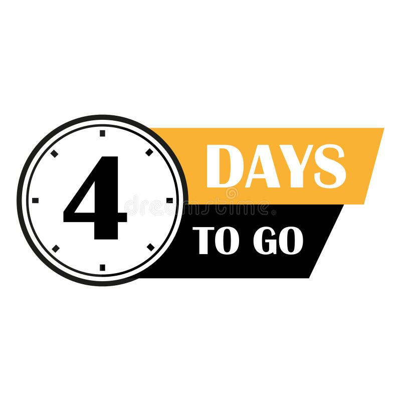 Countdown Timer Icon. Number Four Highlighted. 4 Days To Go. Black and ...