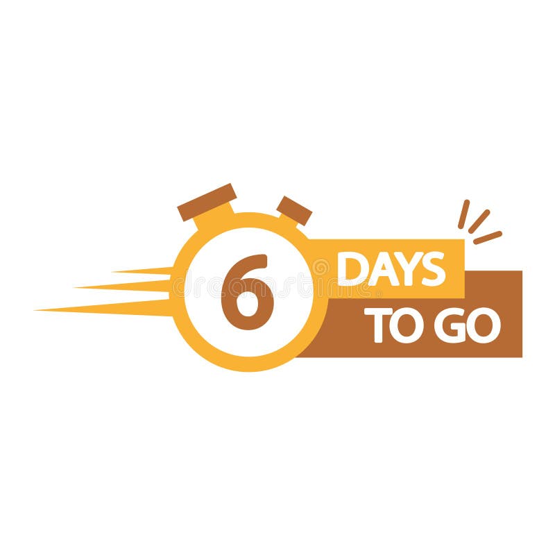 Countdown Timer Icon. Number Six Bold. 6 Days To Go. Yellow Stopwatch ...