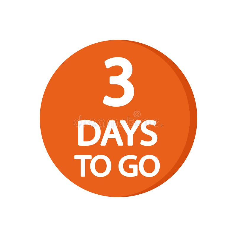 Countdown Timer Icon. Number Three Focus. Bold 3 Days Phrase. Orange ...