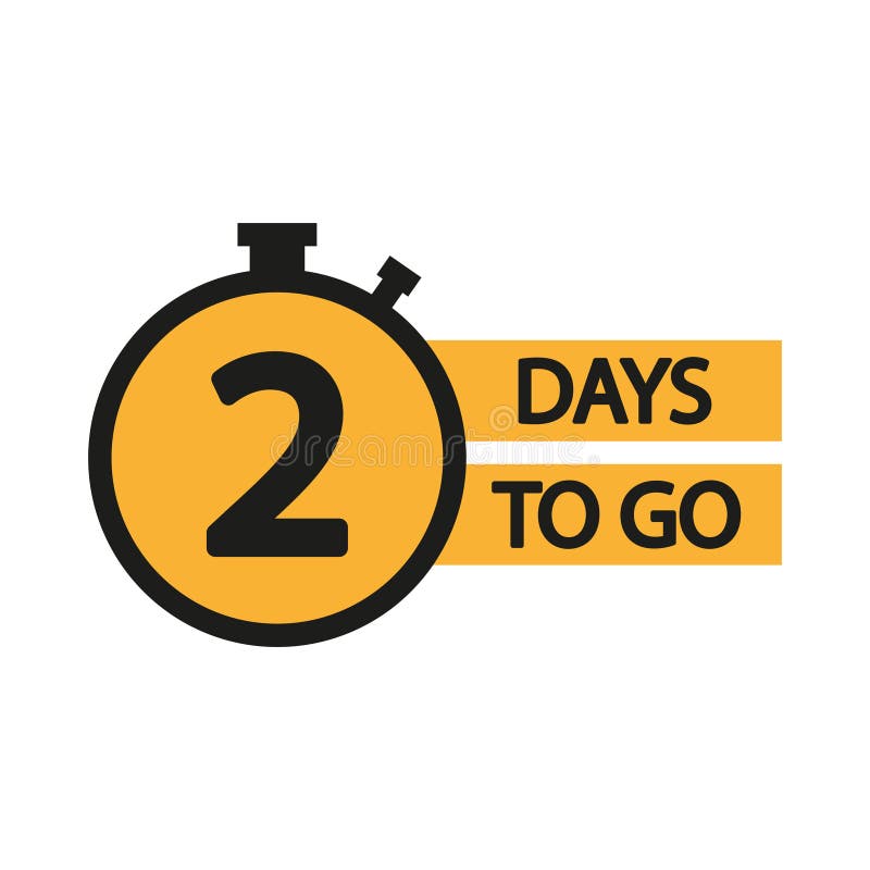 Countdown Timer Icon. Number Two Focus. Bold 2 Days To Go Text. Yellow ...