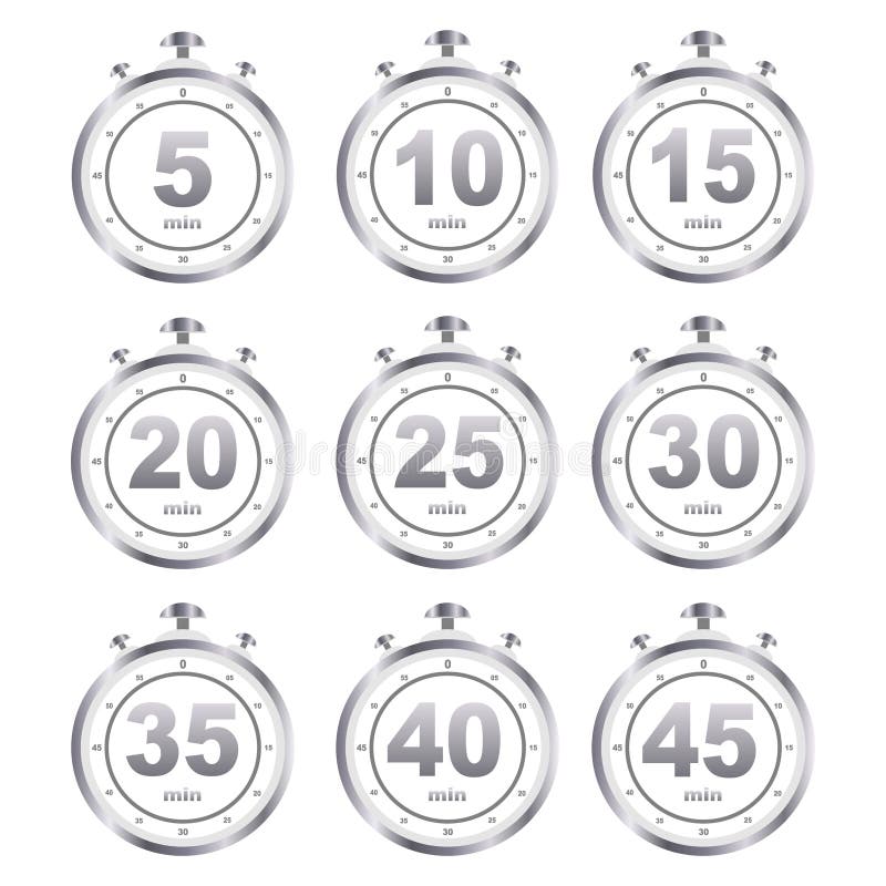 Countdown Timer Icon Set. Set of Timer Symbols. Vector Illustration ...