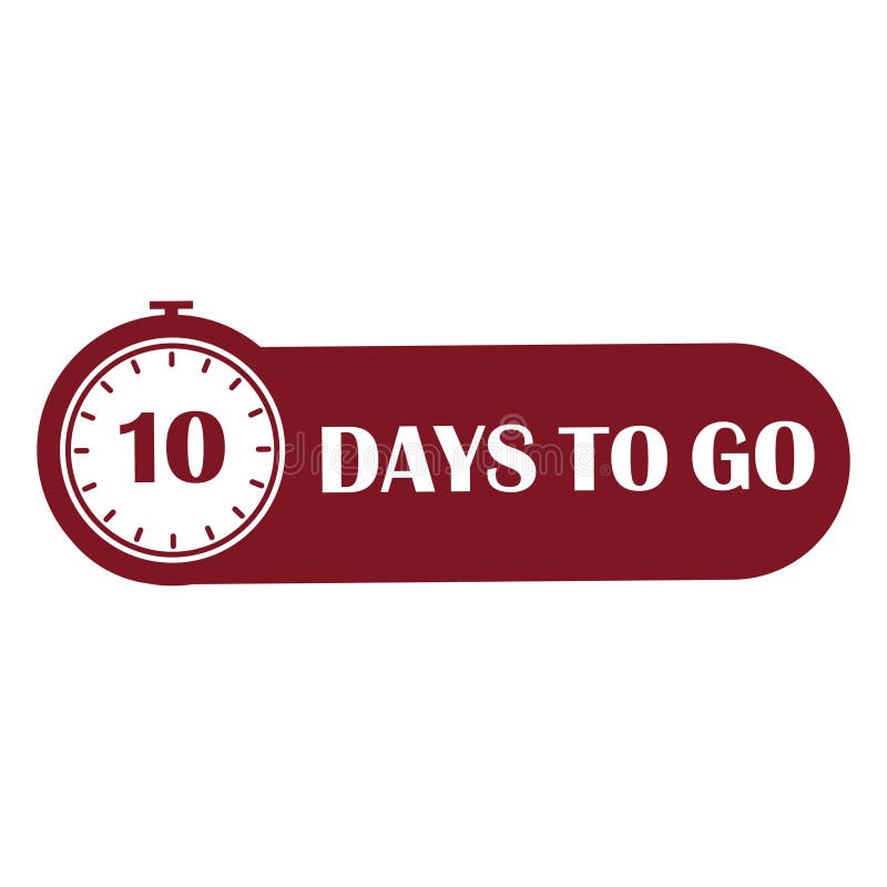 Countdown Timer Icon. Ten Days Left. Maroon and White. Vector Symbol ...