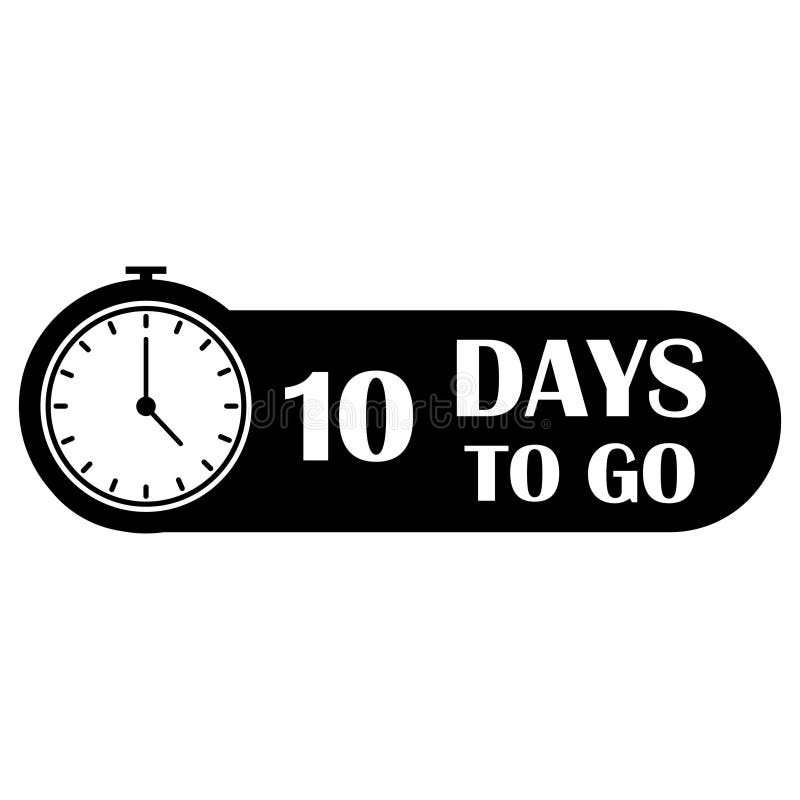 Countdown Timer Icon. Ten Days Remaining. Bold Black Design. Vector ...