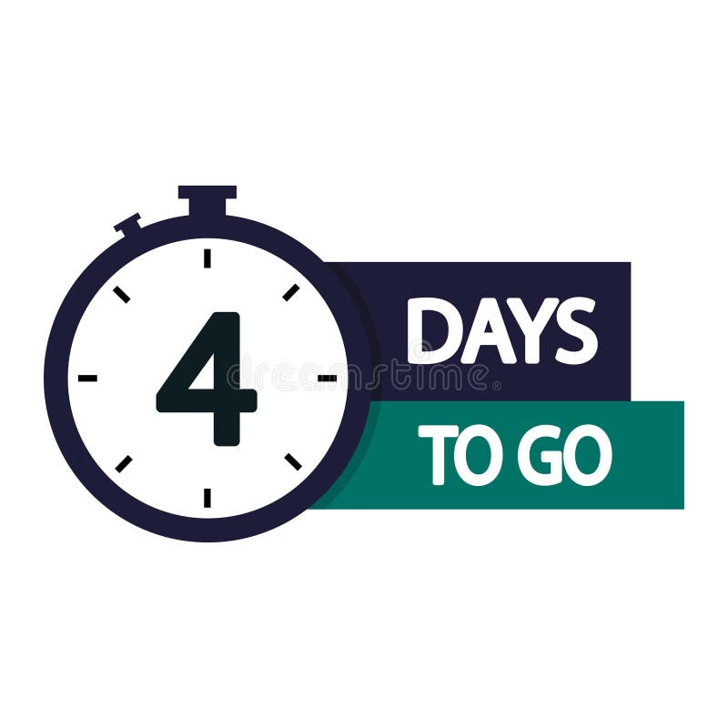 Countdown Timer Illustration. Bold 4 Days To Go. Dark Green and White ...