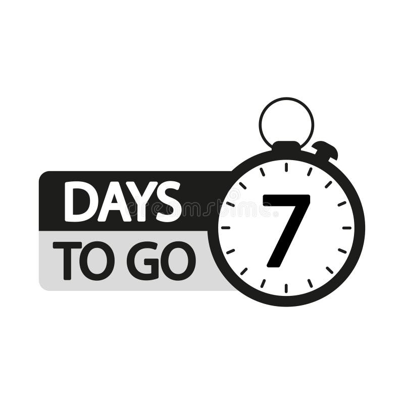 Countdown Timer Illustration Bold 7 Days To Go Text Seven Day