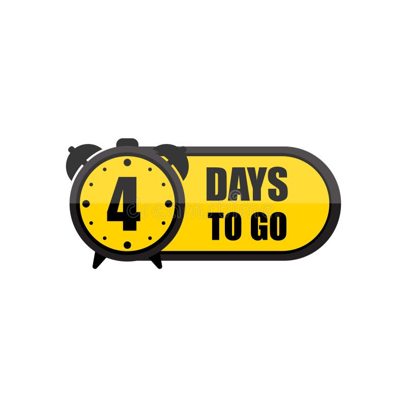 Countdown Timer Illustration. Number Four Focus. Bold 4 Days To Go Text ...