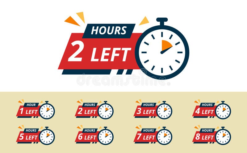 Countdown Timer Offers Time Hours Left 1,2,3,4,5,6,7 and 8 Stock Vector ...
