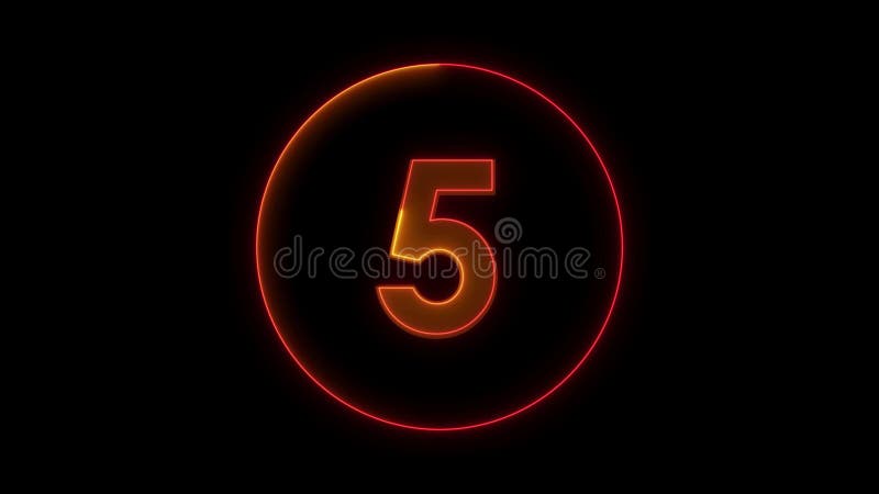 Countdown Timer 10 Seconds with Circle Orange Neon Light Animation ...