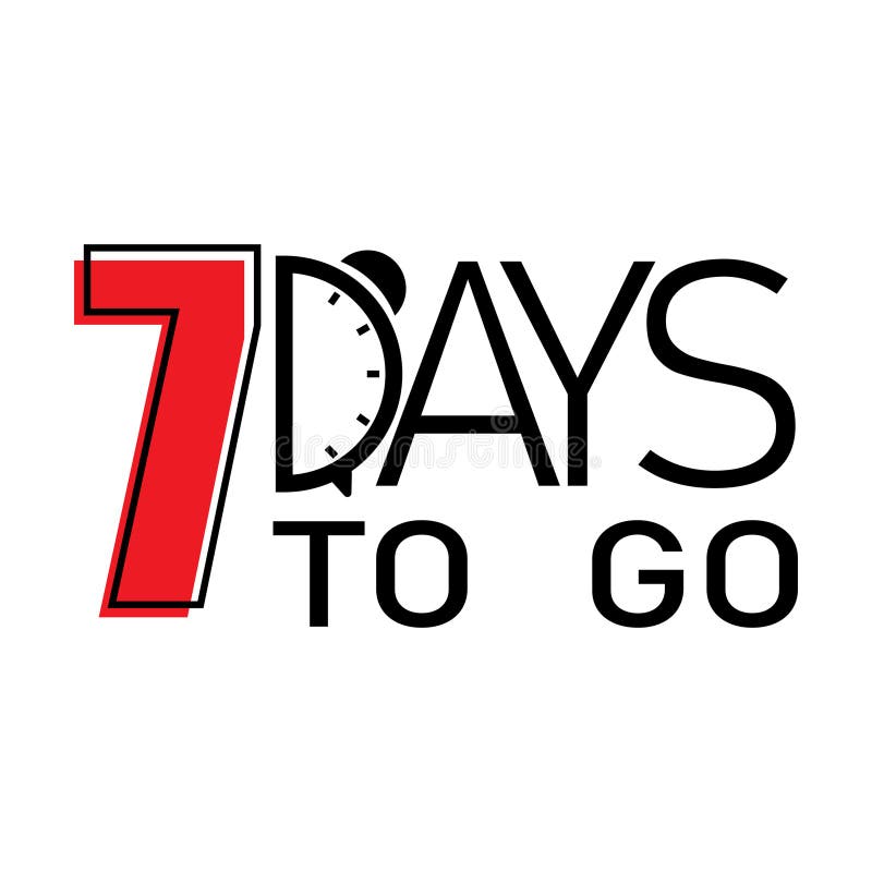 Countdown Timer Text. Bold Red Number. Seven Days Remaining. Vector ...