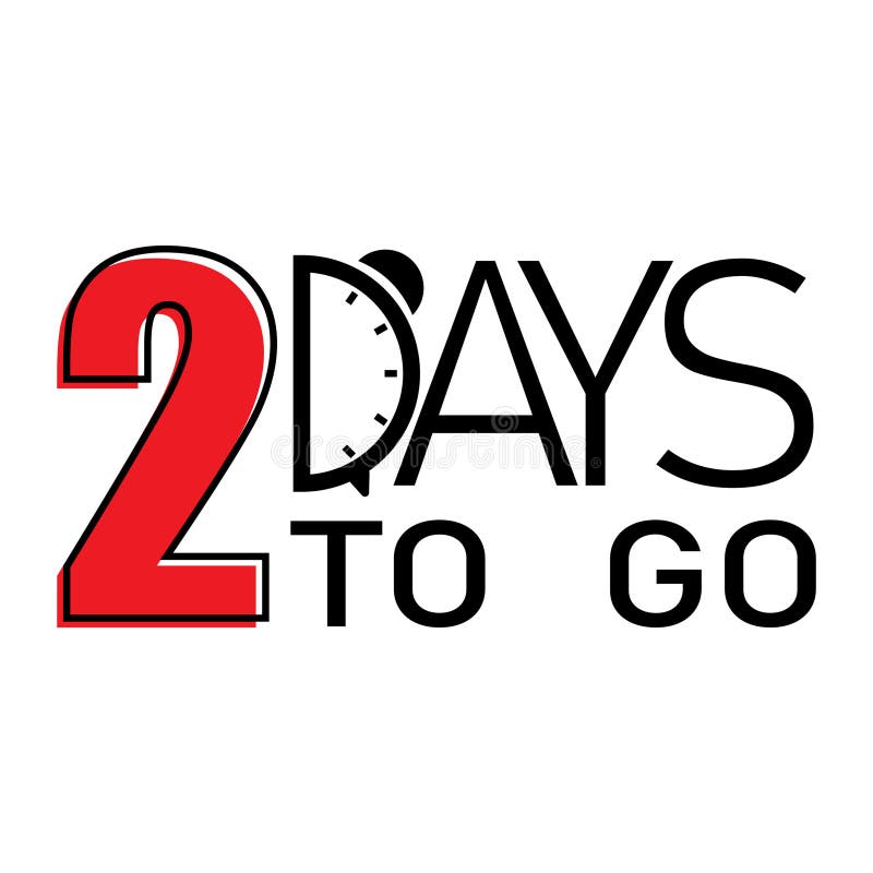 Countdown Timer Text. Bold Red Number. Two Days Remaining. Vector Time ...