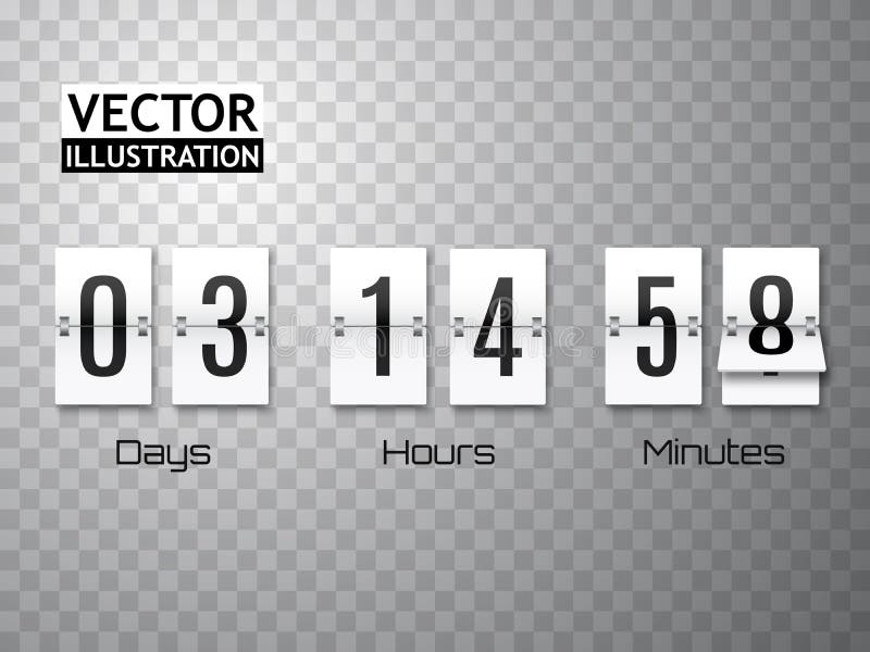 Countdown Timer with White Numbers Isolated on Transparent Background ...