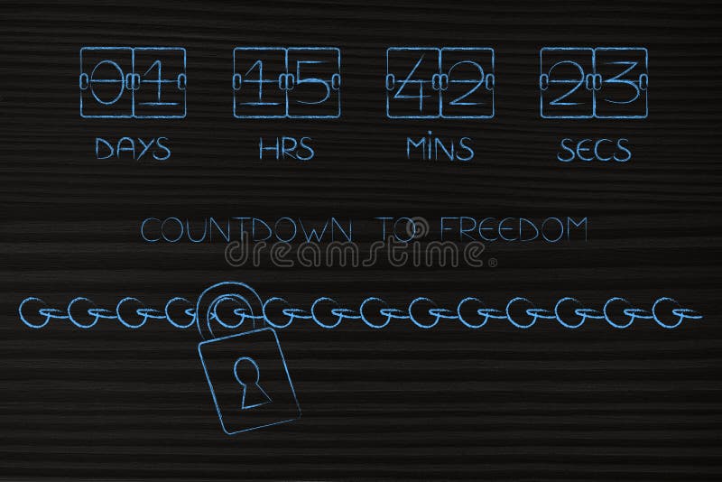 Countdown To Freedom Timer and Lock and Chain Stock Illustration ...
