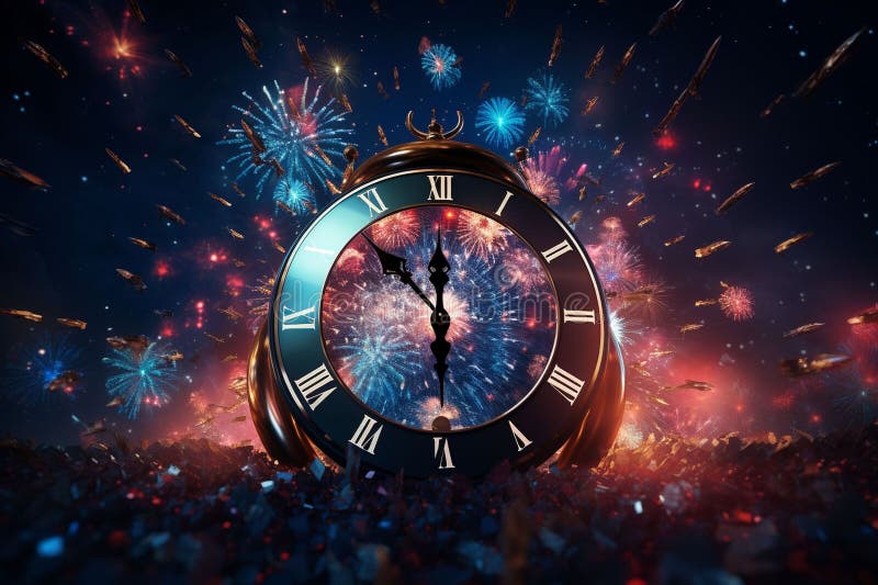 Countdown To Midnight Clock Surrounded by Stock Illustration ...