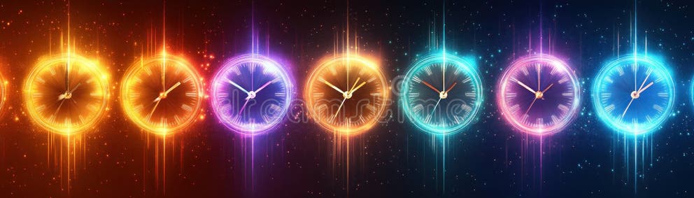 Countdown To Midnight Glowing Clock Faces with Fireworks Exploding in ...
