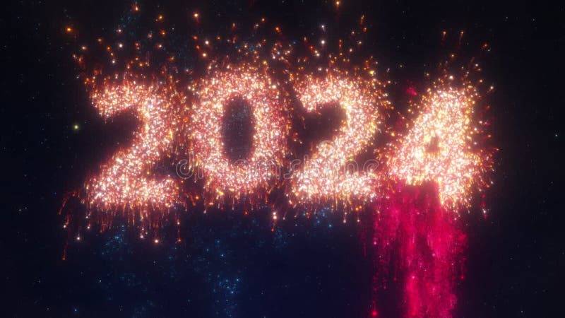 Countdown To 2024 New Year with Animated Firework Numbers and Text ...