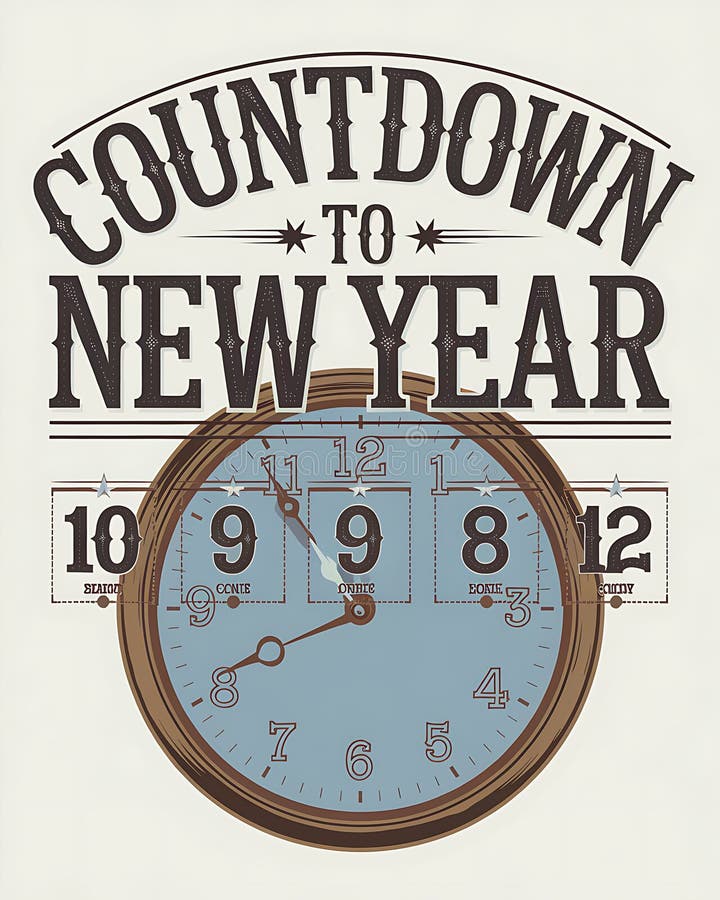 Countdown To New Year Clock Design Graphic Stock Illustration ...