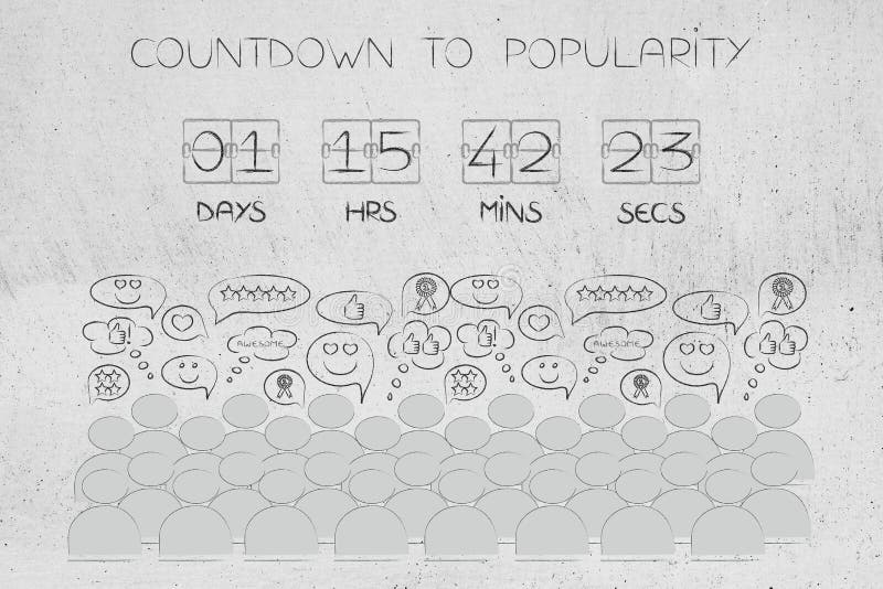 Countdown To Popularity Timer and Crowd with Positive Reactions Stock ...