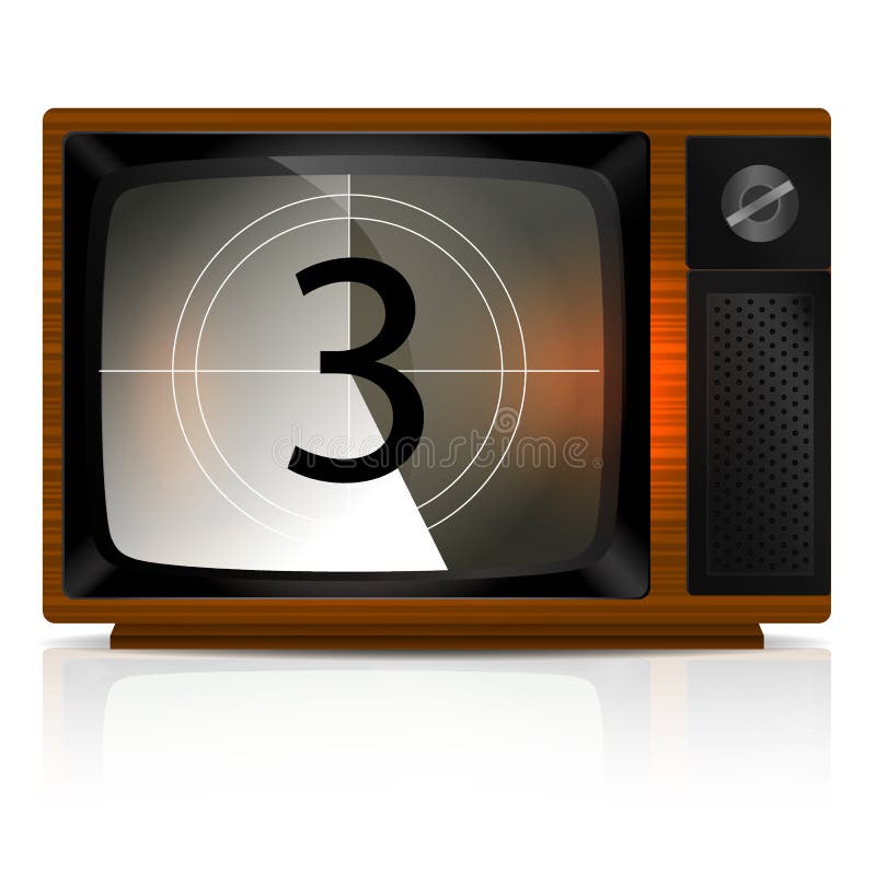 Countdown 3 on TV stock illustration. Illustration of case - 49043298