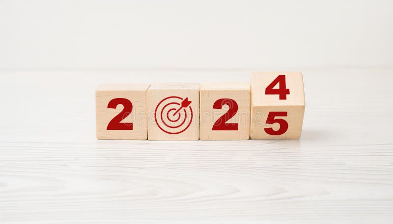 2025 Countdown with Wooden Blocks and Bullseye Target Symbol for ...