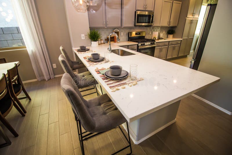 Counter Bar Service in Newer Kitchen Stock Image - Image of counter ...