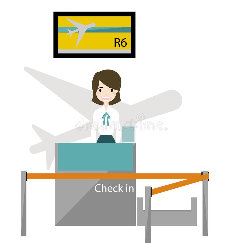 Counter Check- in with Staff Vecto Stock Vector - Illustration of ...