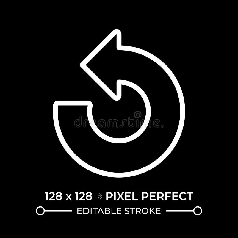 Counter Clockwise Arrow White Linear Icon for Dark Theme Stock ...