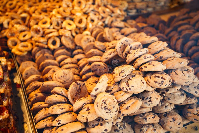Counter with Cookies at the Street Stock Image - Image of tasty ...