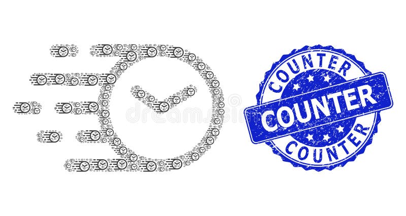Distress Counter Round Stamp and Recursion Clock Icon Mosaic Stock ...