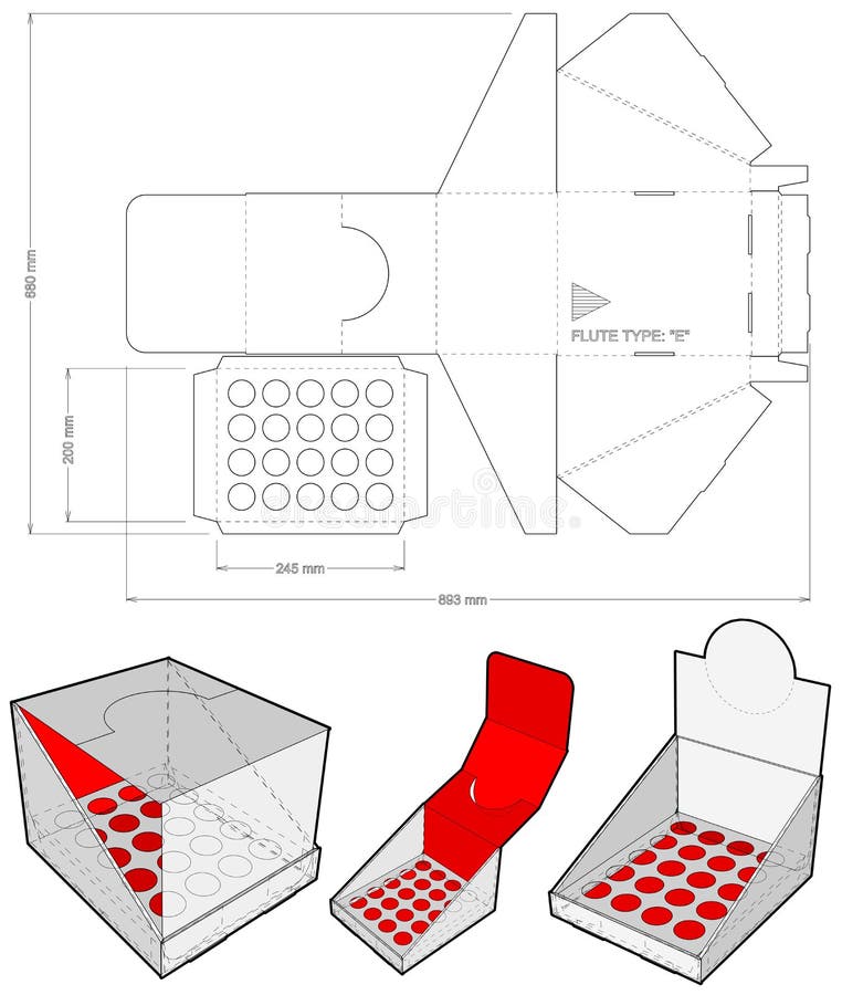 Counter Display Stand and Die-cut Pattern. Stock Vector - Illustration ...
