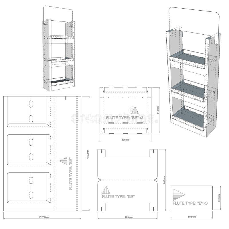 Counter Display Stand and Die-cut Pattern. Stock Vector - Illustration ...