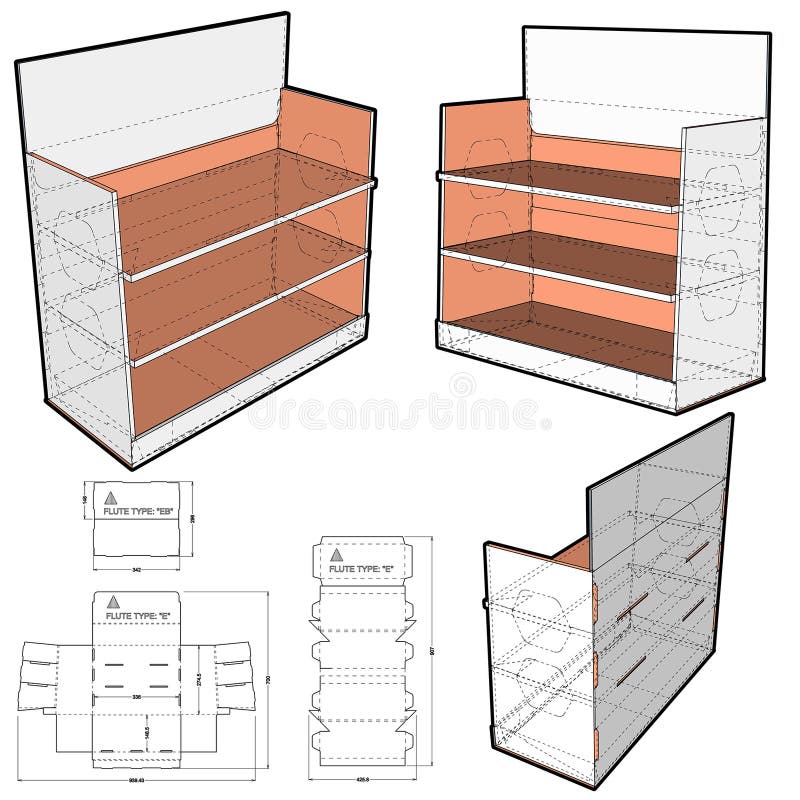 Counter Display Stand and Die-cut Pattern. Stock Vector - Illustration ...
