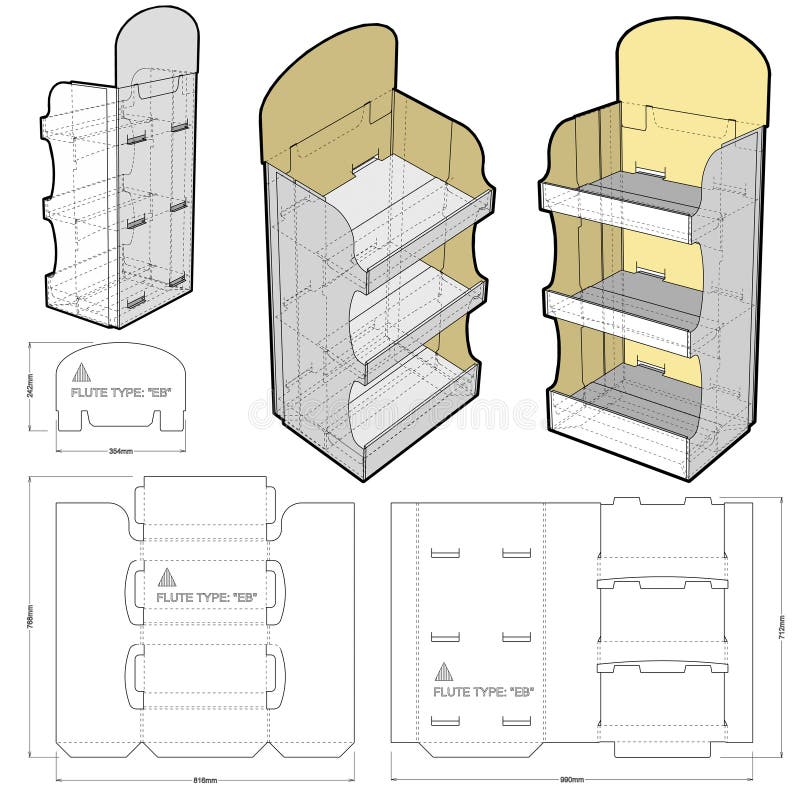 Counter Display Stand and Die-cut Pattern. Stock Vector - Illustration ...