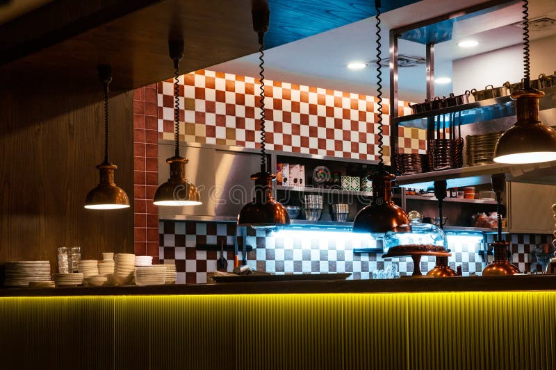 Counter for Distributing Ready Meals in the Kitchen in a Restaurant ...