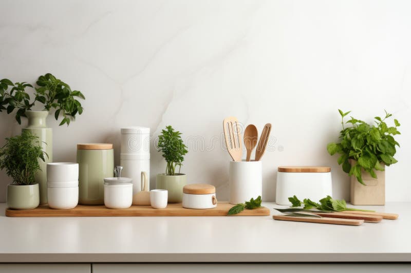 A Counter Filled with Various Types of Kitchen Utensils. Perfect for ...