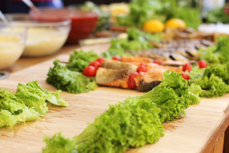 Counter with fish stock image. Image of fish, fried, counter - 56834383