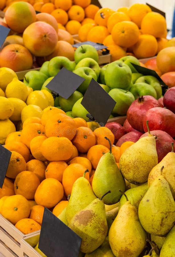 Counter with fruit stock photo. Image of farm, apple - 145647326