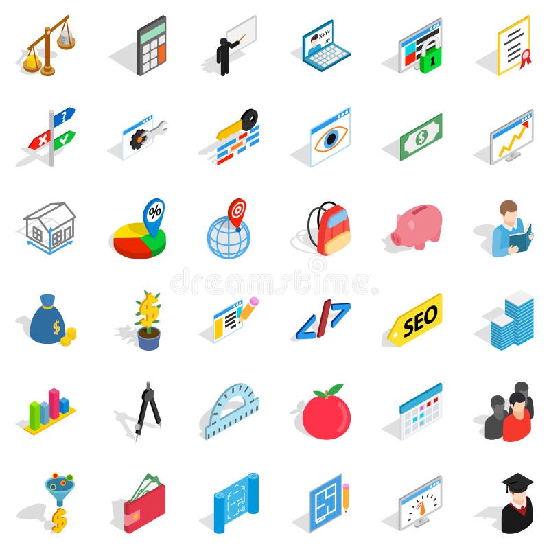 Counter Icons Set, Isometric Style Stock Vector - Illustration of ...