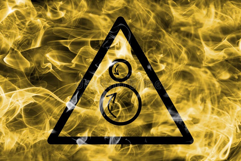 Counter Rotating Roller Hazard Warning Smoke Sign. Triangular Wa Stock ...
