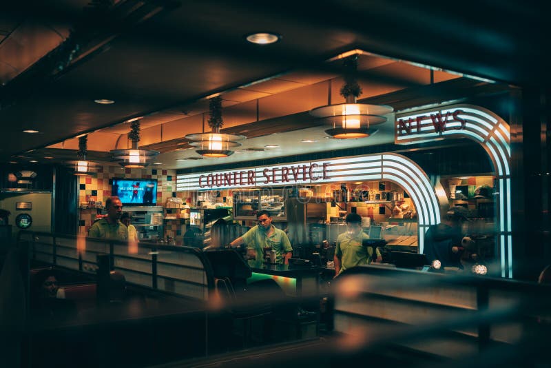 Counter Service Sign Inside of Laurel Diner, Long Beach, New York ...