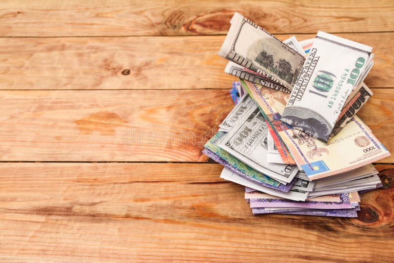 Counterfeit Banknotes of America and Kazakhstan To a Stack Stock Photo ...
