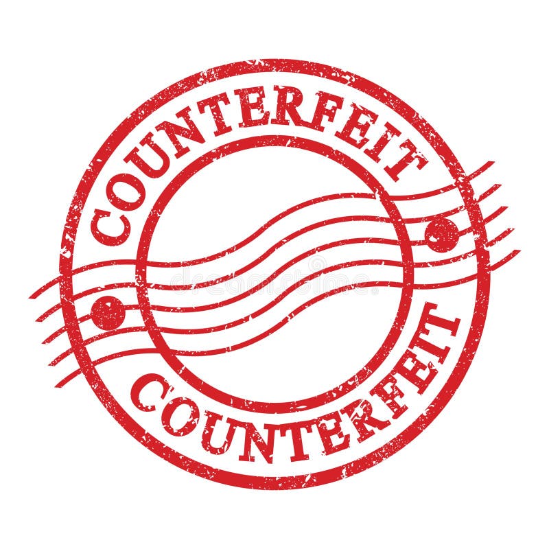 COUNTERFEIT, Text Written on Red Postal Stamp Stock Illustration ...