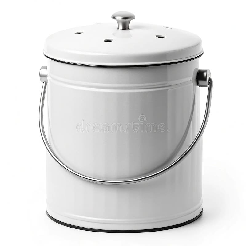 Countertop Compost Bin with Lid on White Background Stock Illustration ...