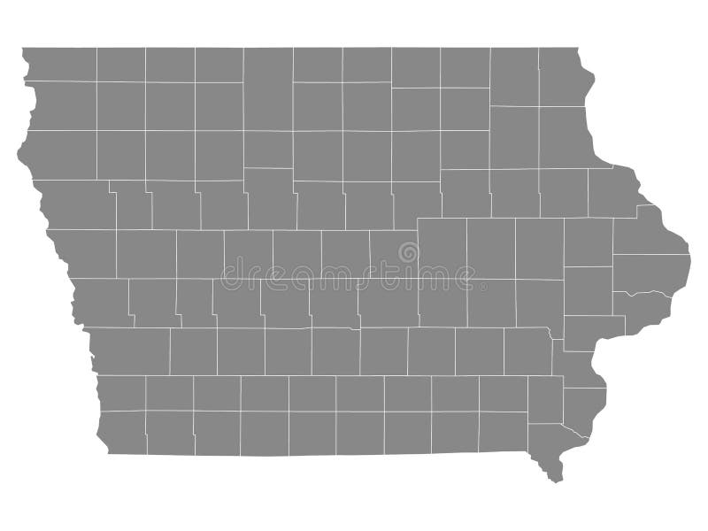 Counties Map of US State of Iowa Stock Vector - Illustration of america ...