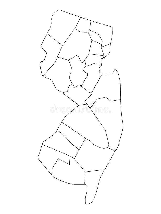 Counties Map Of Us State Of New Jersey Stock Vector Illustration Of