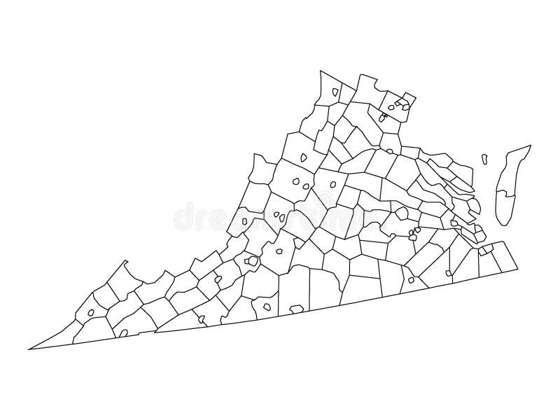 Counties Map of US State of Virginia Stock Vector - Illustration of ...